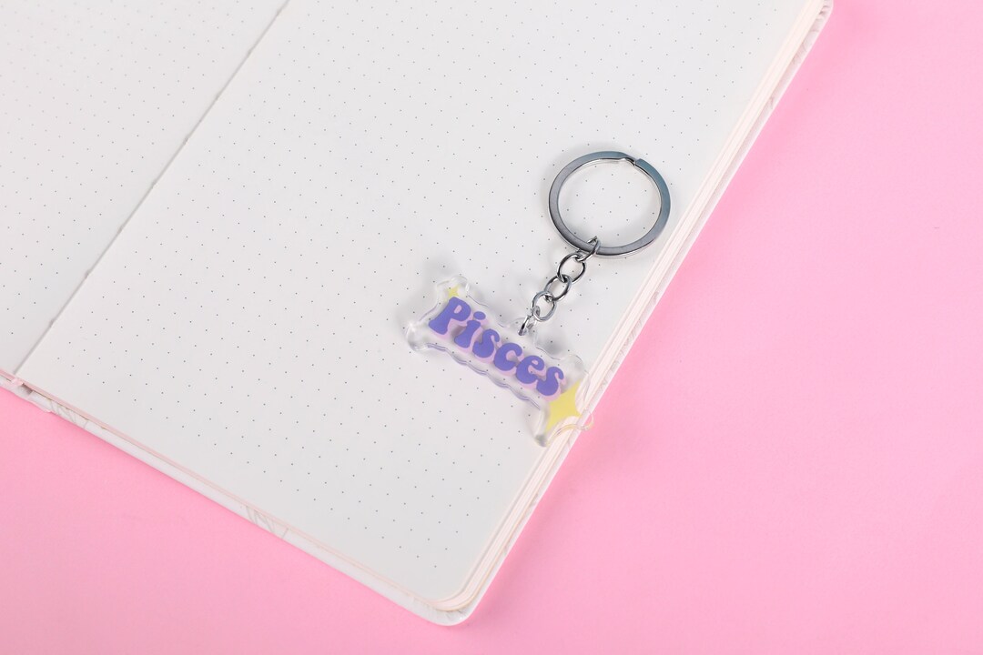 Pisces Keychain | Zodiac Acrylic Keychain | Cute | Lofi Aesthetic - Etsy
