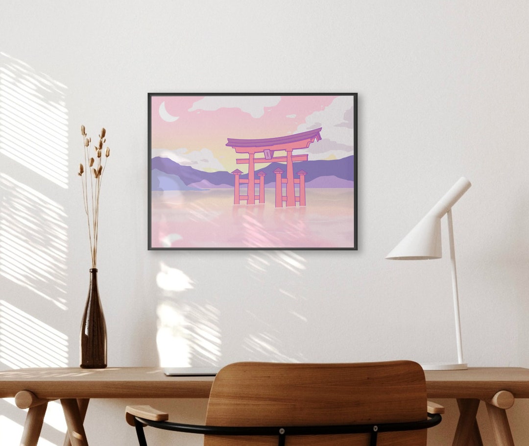 Japanese Gate Art Print | Poster | Lofi Art Print | Vapor Wave ...