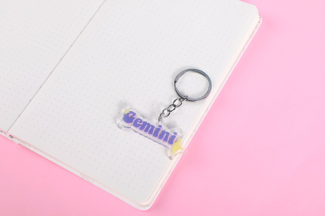 Gemini Keychain Zodiac Acrylic Keychain Cute Lofi Aesthetic - Etsy