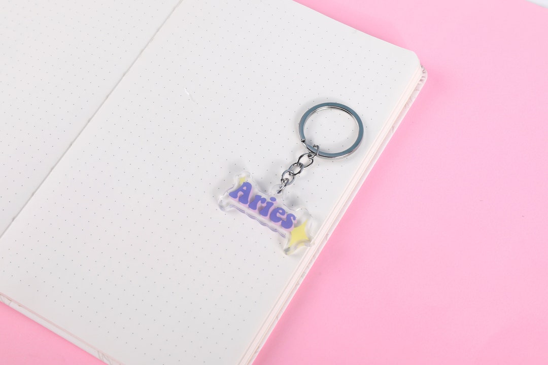 Aries Keychain | Zodiac Acrylic Keychain | Cute | Lofi Aesthetic - Etsy