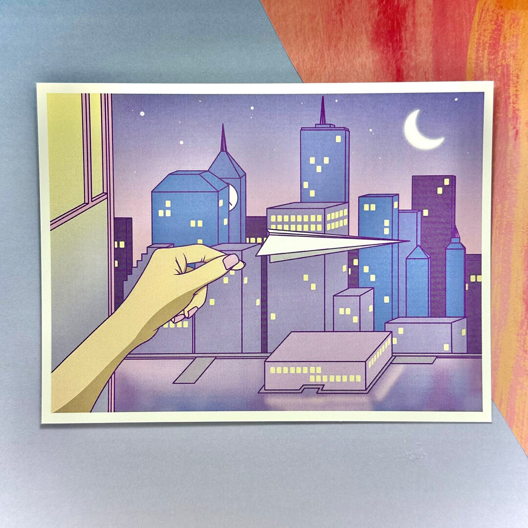 Paper Plane Aesthetic Art Print | Miniprint | Lofi Art Print | Vapor ...