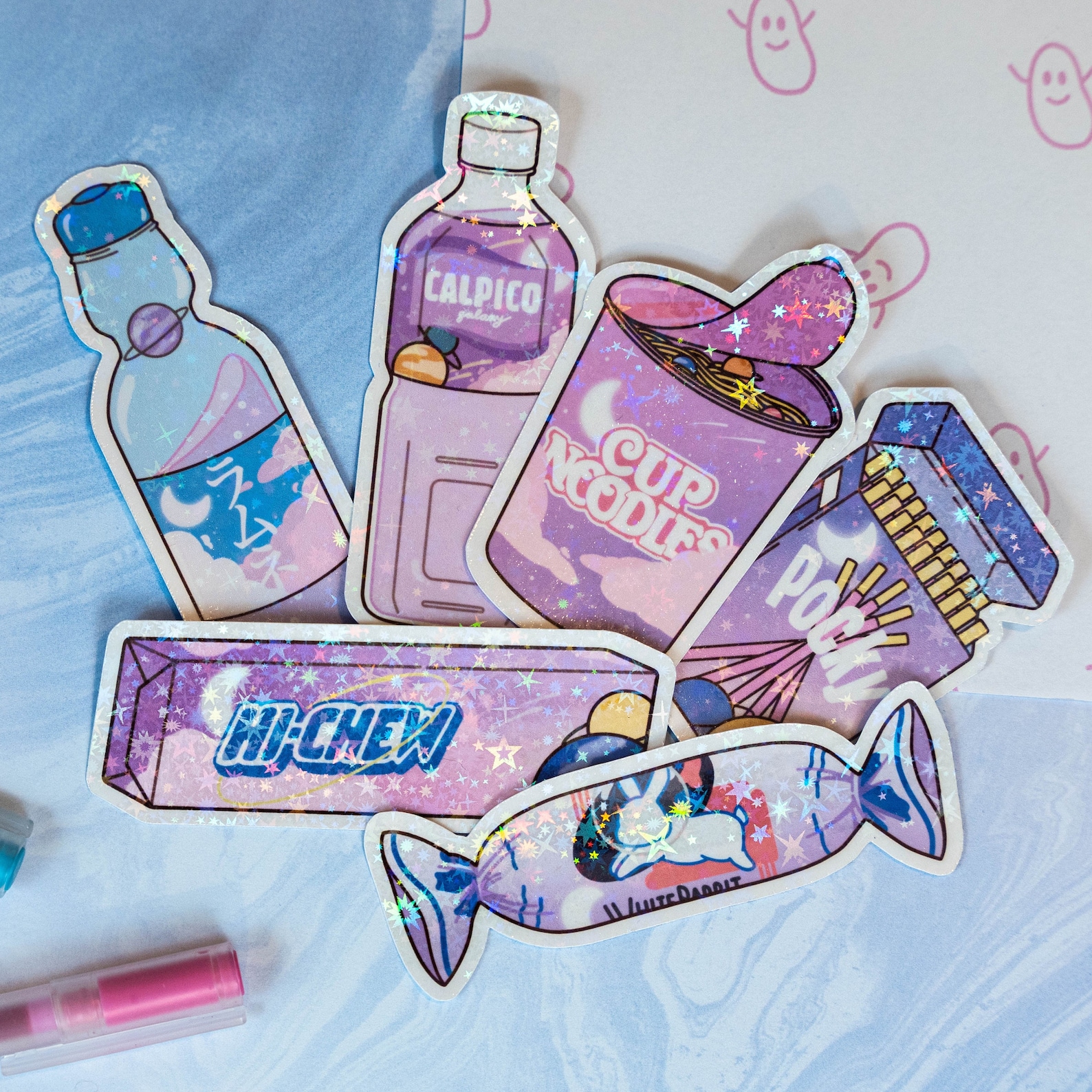 Galaxy Asian Snacks | HOLOGRAPHIC | Waterproof Glossy Vinyl Sticker ...