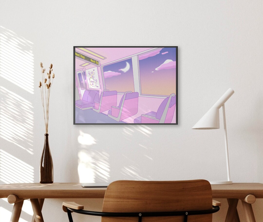 Inside Train Art Print | Poster | Lofi Art Print | Vapor Wave | Bart SF ...