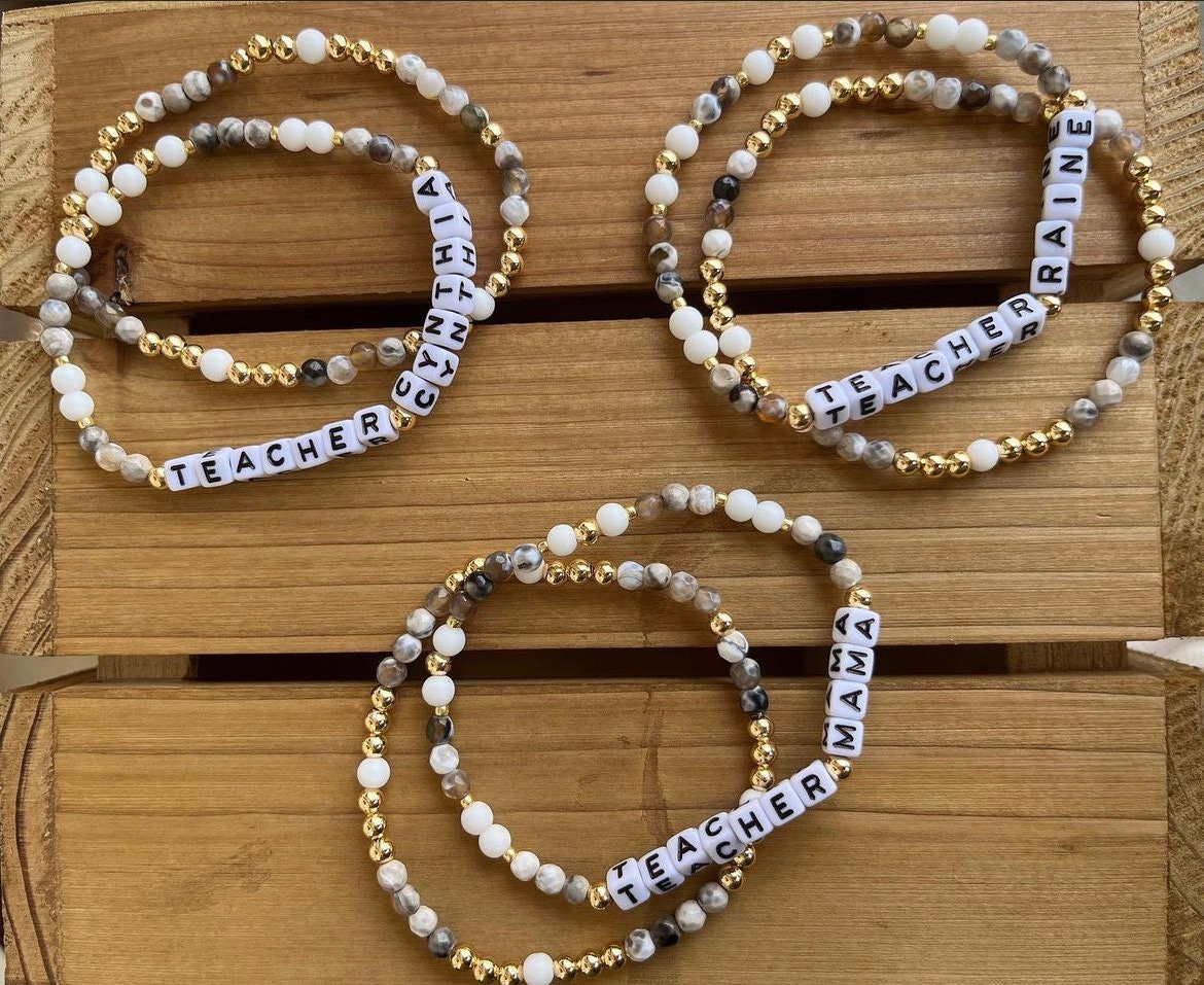 2 Stack Name/affirmation Bracelet Set - Etsy