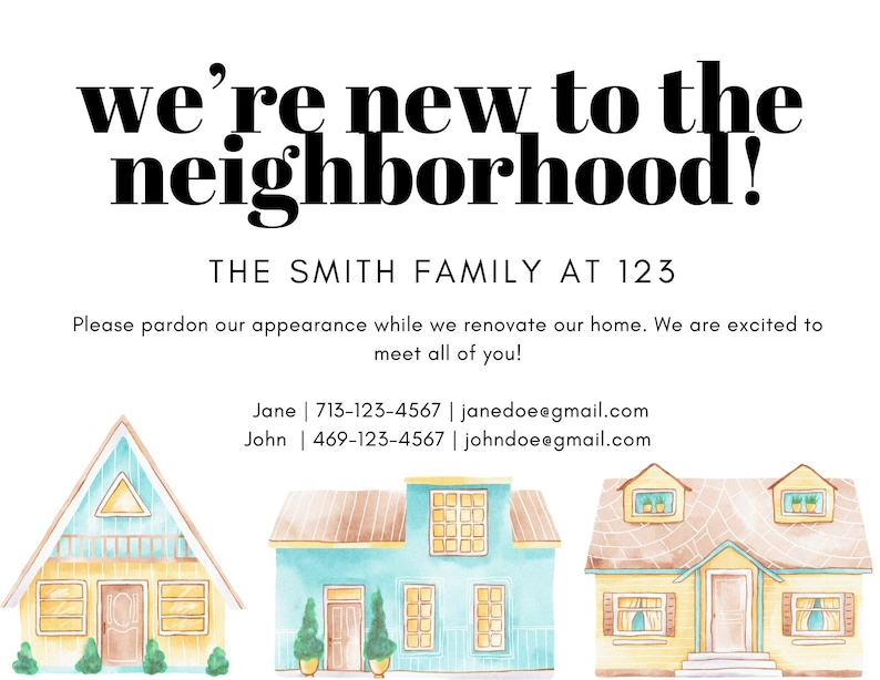 New Neighbors Welcome Card - Etsy