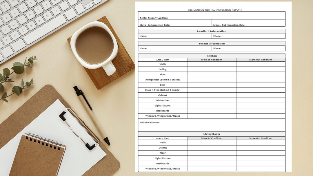 LANDLORD PROPERTY INSPECTION Form Professional 1 Bedroom - Etsy
