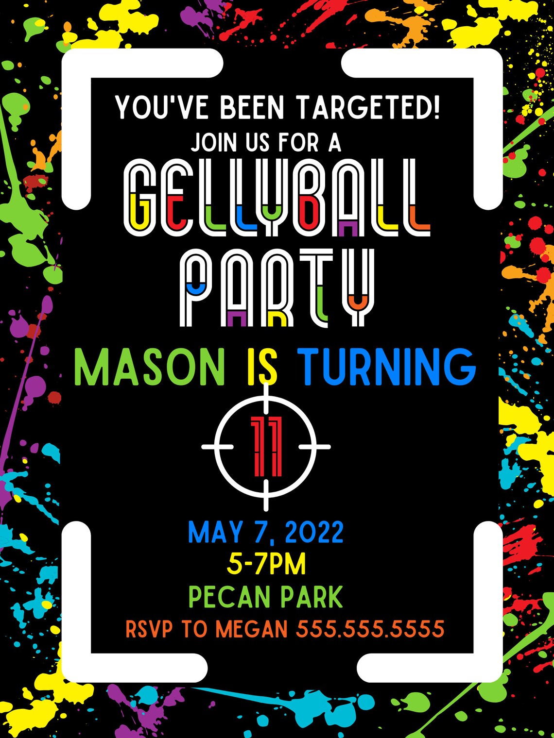 Custom Paintball or Gellyball Birthday Invitation | Gellyball Birthday ...