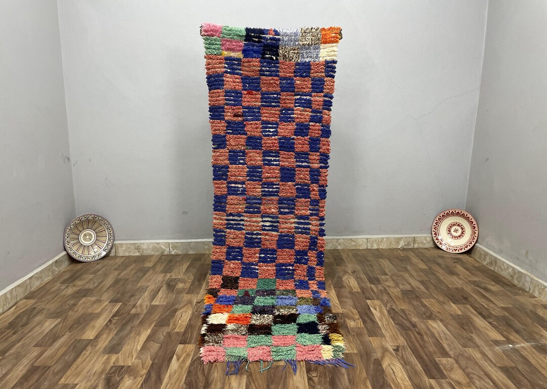 2x8 Ft Checker Rug Runner Berber Rug Runner Checkered Rug Runner ...