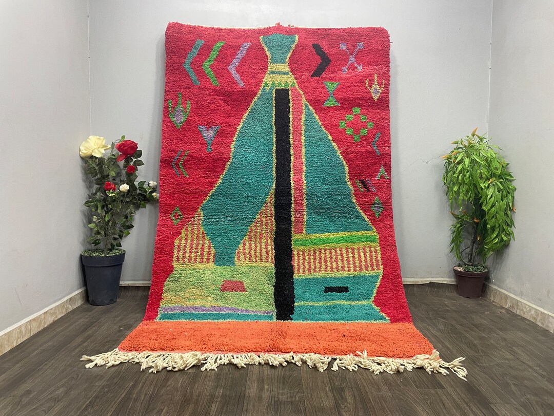 Colorful Handmade Berber Wool Rug Personalized Pink Area Rug 10x14 ...