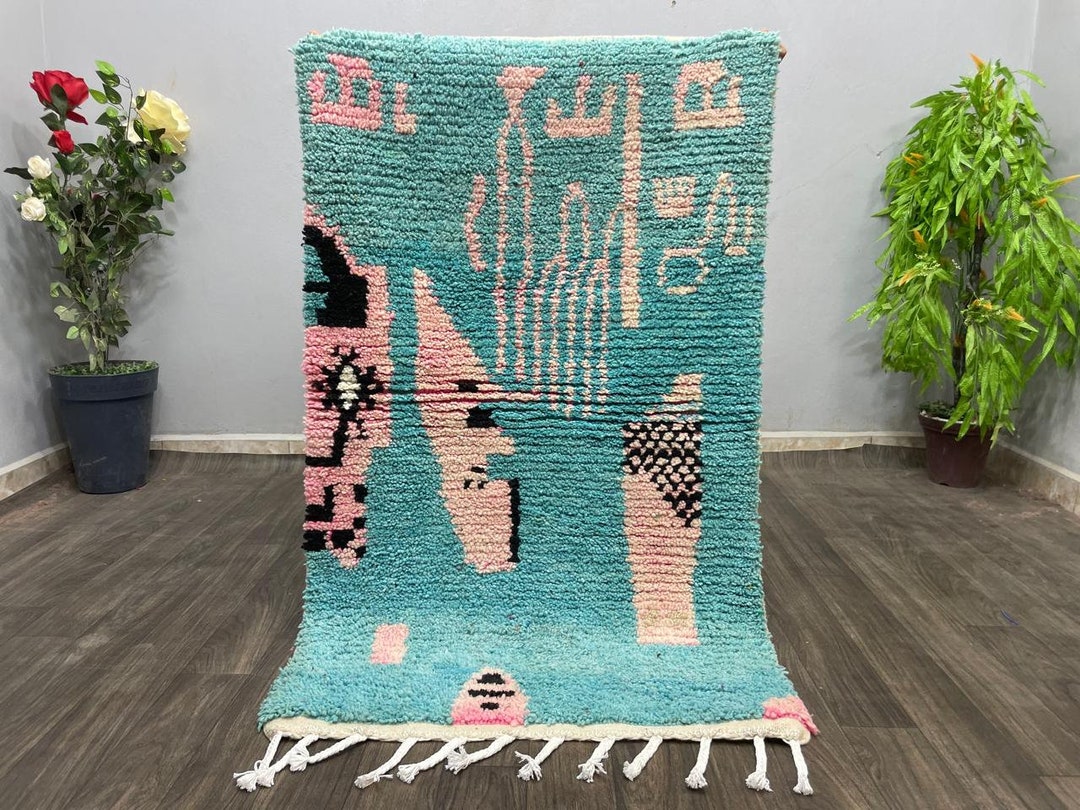 Blue Rug 5x8 Baby Nursery, Berber Rug X-LARGE, Housewarming Mrirt Gift ...
