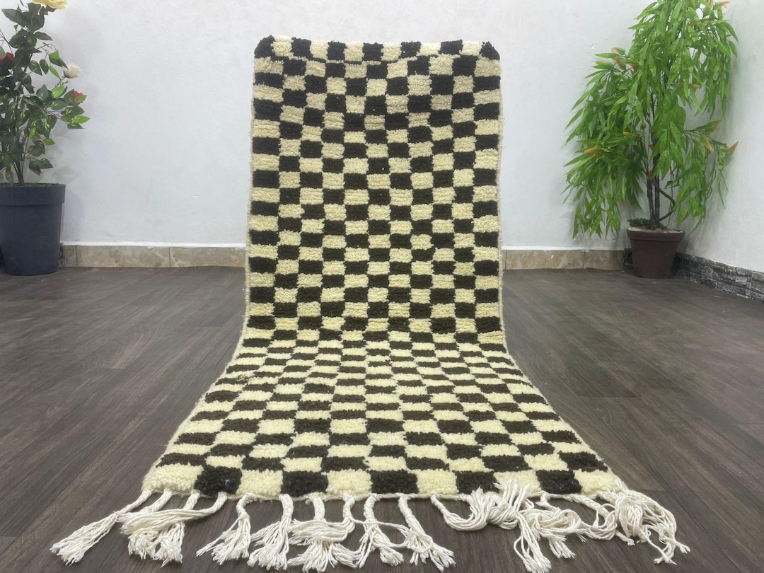 Black White Checkered Rug, Beautiful Area Rug Small, Minimalist Bedroom ...