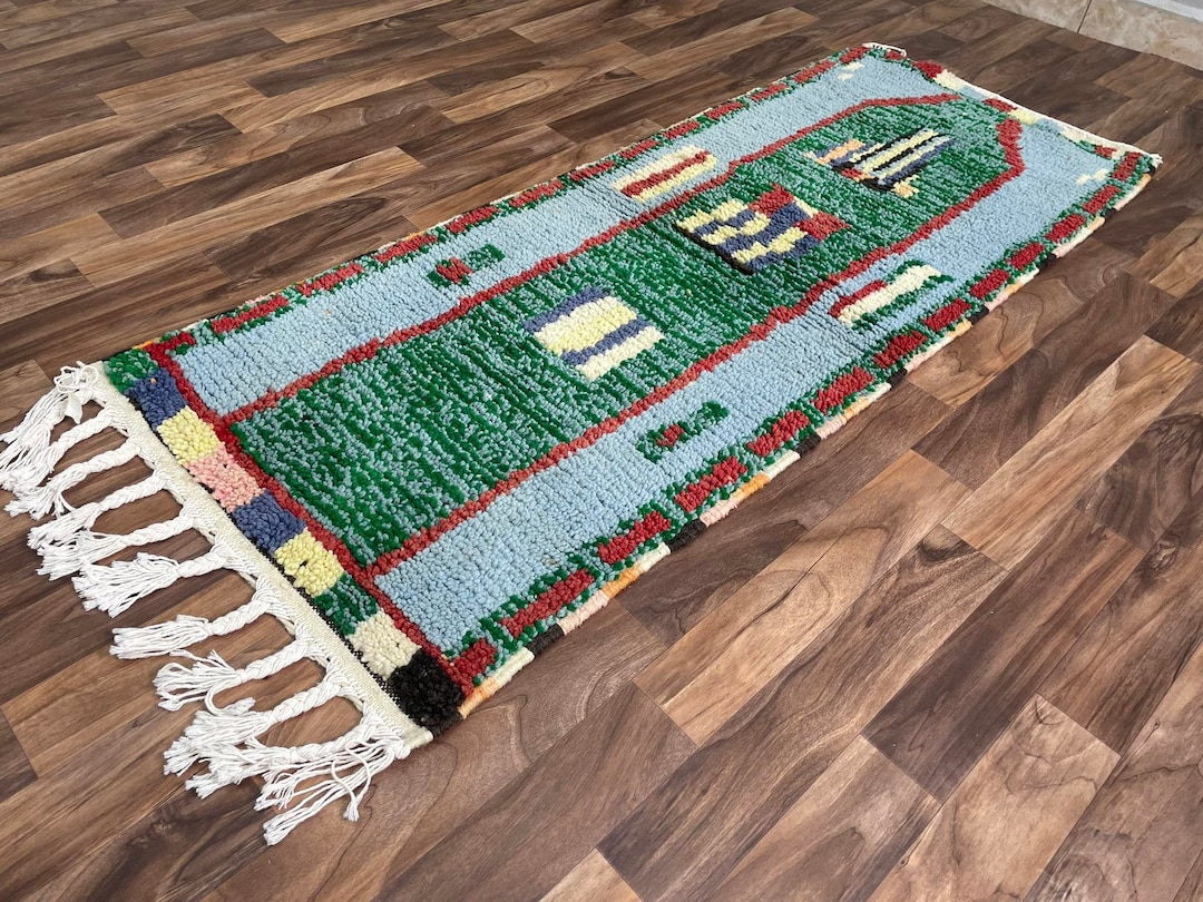 Unique Runner Rug Green Custom Rug Runner Green Morrocan Style Hallway ...