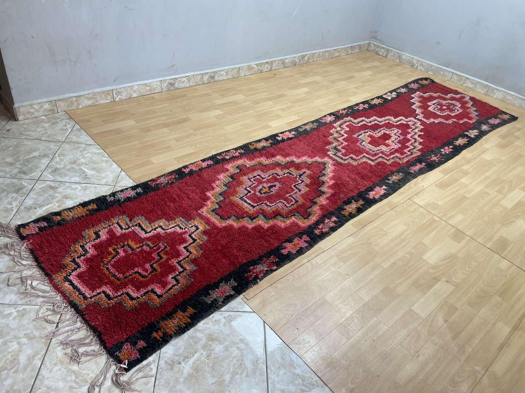 Long Runner Rug Red, Kitchen Runner Rug 3,5x13 Feet, Jute Rug, Hallway ...