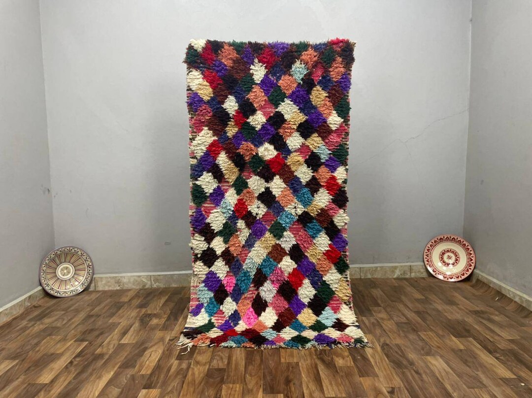Boho Home Decor Checkered Rug Runner 3x6 Bear and Rose Rug - Etsy