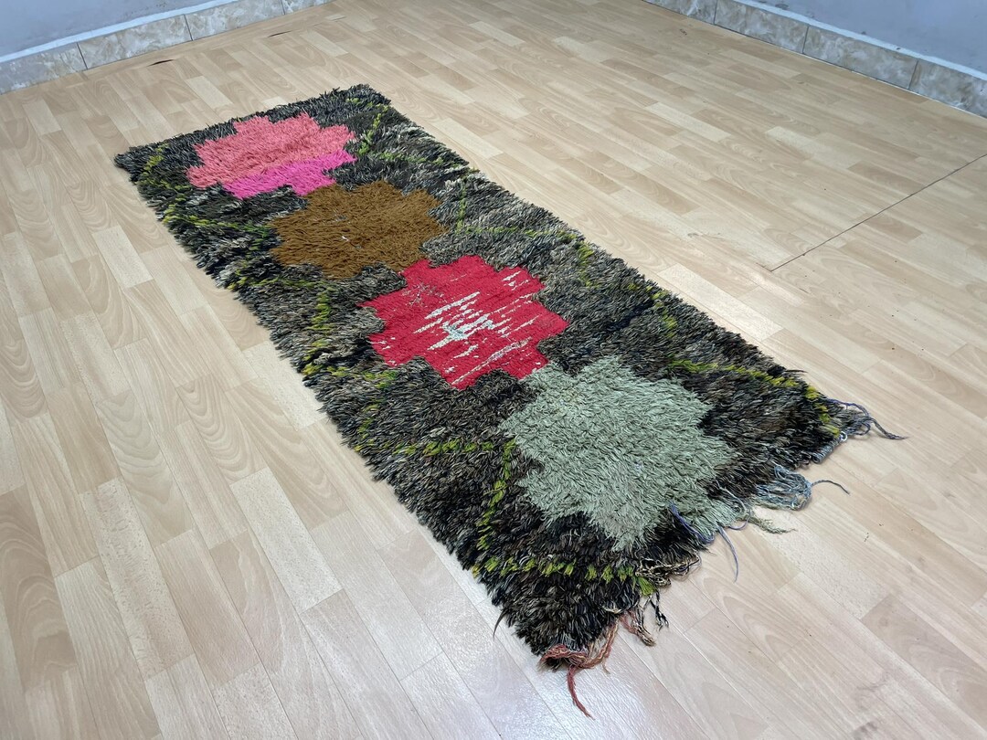 Authentic Azilal Rug Moroccan Zarbia, Kitchen Rug Runner Gift, Boho Rug ...