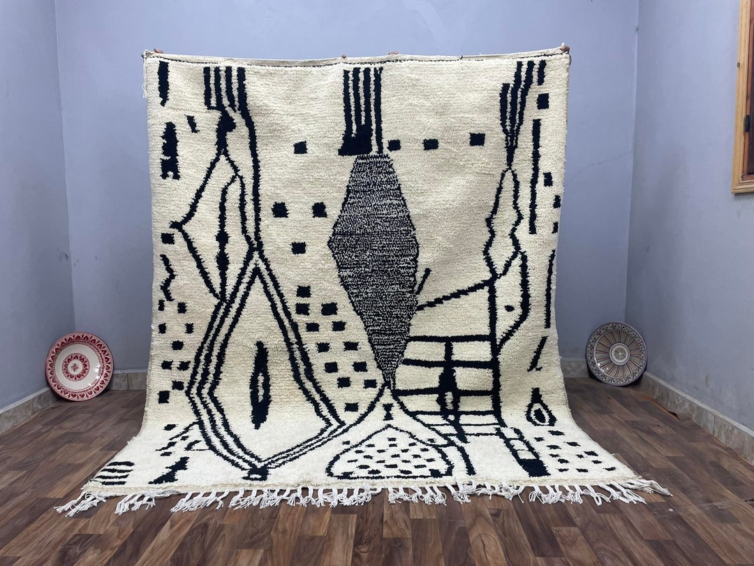Moroccan Bohemian Rug 6x10, Beniourain Rug All Size, Custom Rug White ...
