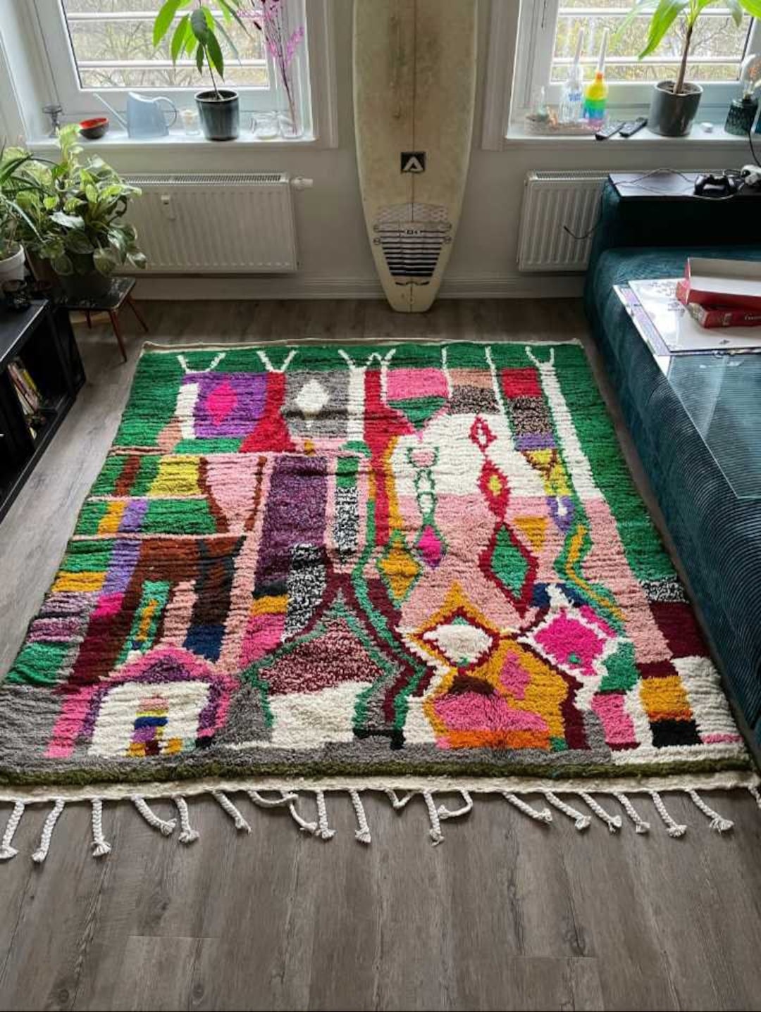 Multicolored Rug for Living Room - Custom Fabulous Boujaad Rug - Beni ...