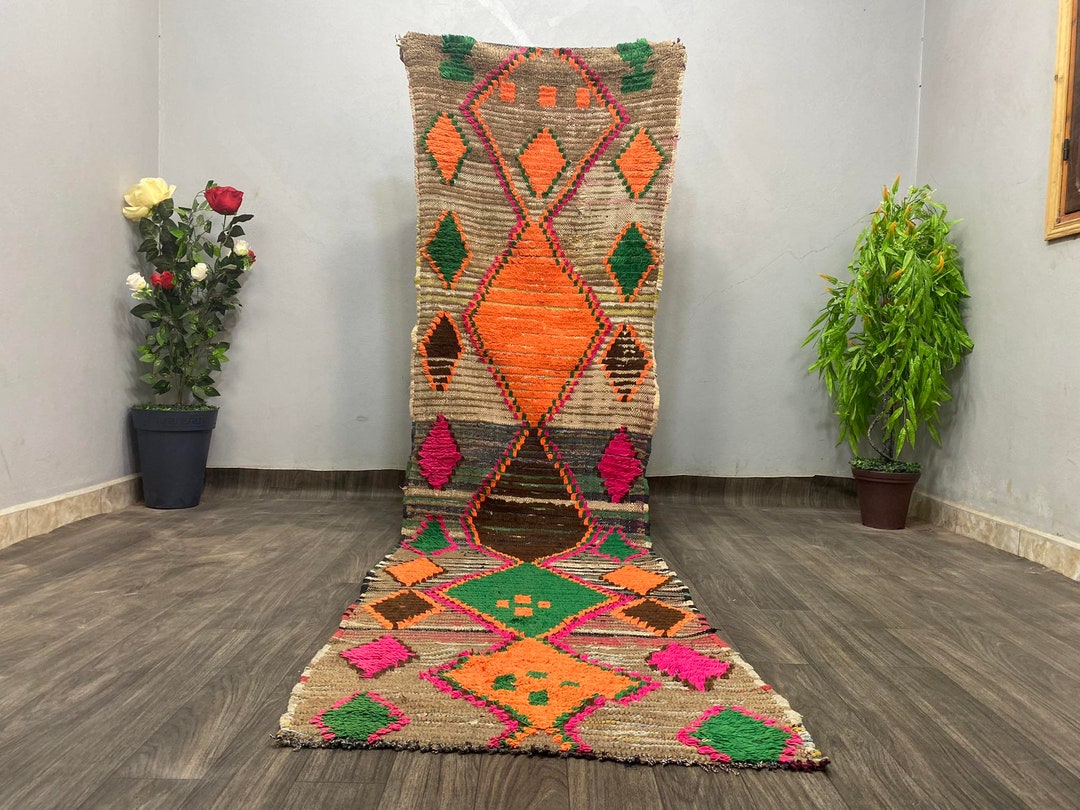 Geometric Wool Rug Runner for Hallway Authentic Rug Design Art Bohemian ...