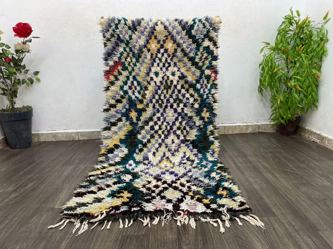 Berber Checkered Rug Runner Bathroom - 3x6 Feet Authentic Carpet ...