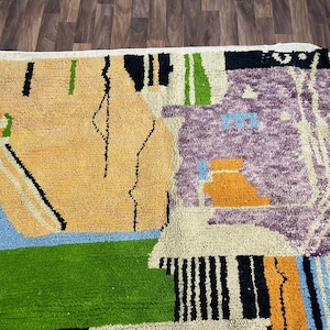 Colorful Handmade New Moroccan Wool Rug Custom Gymnast Gift Home Decor ...