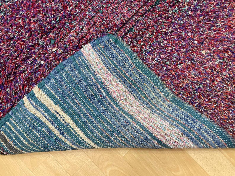 Handmade Red Moroccan Cotton Rug: Small Berber Azilal Runner (220x114cm ...