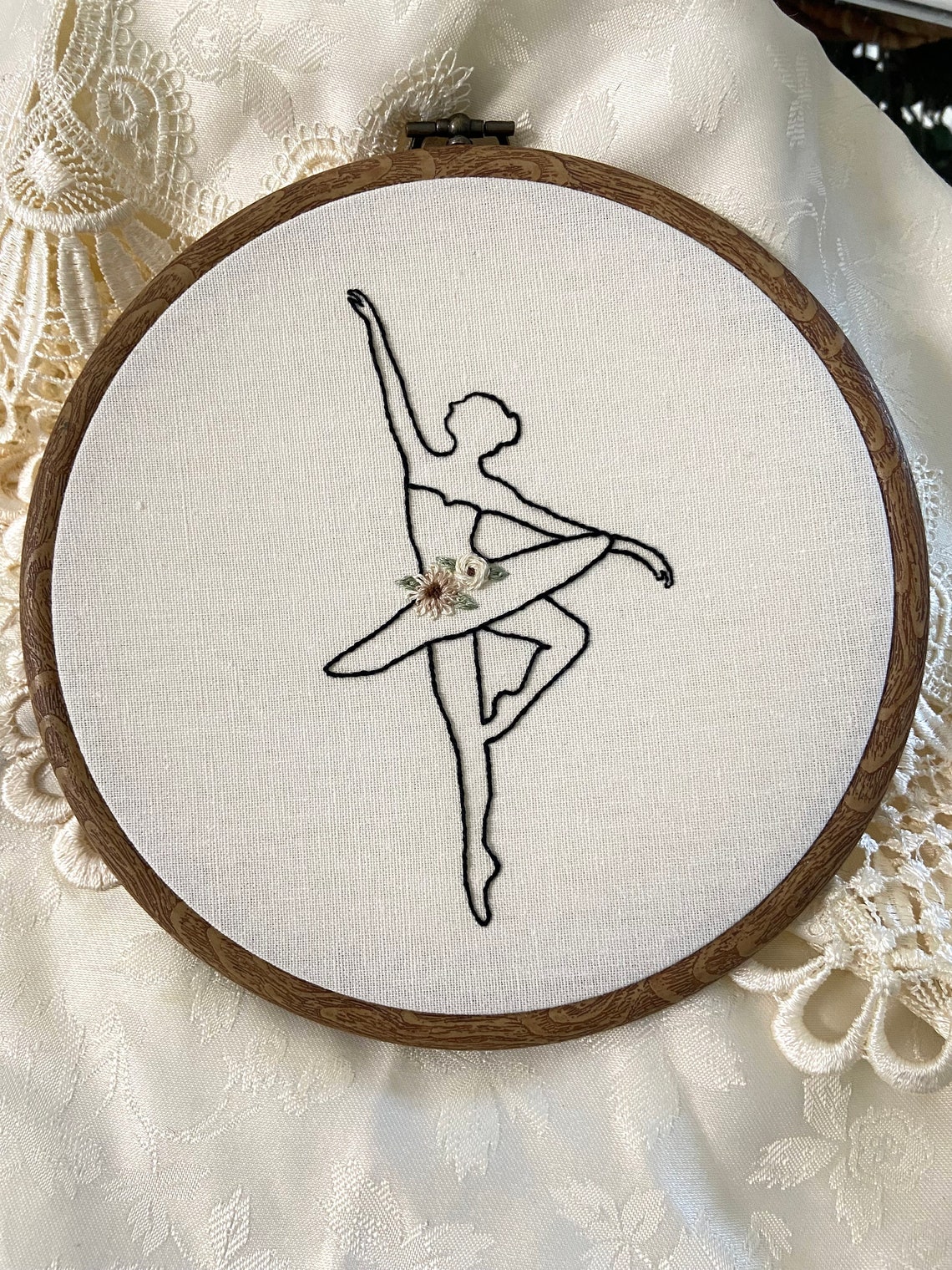 Ballet Dancer Embroidery Silhouette / Finished Artwork / Wall Decor - Etsy