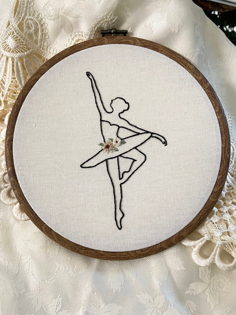 Ballet Dancer Embroidery Silhouette / Finished Artwork / Wall Decor - Etsy