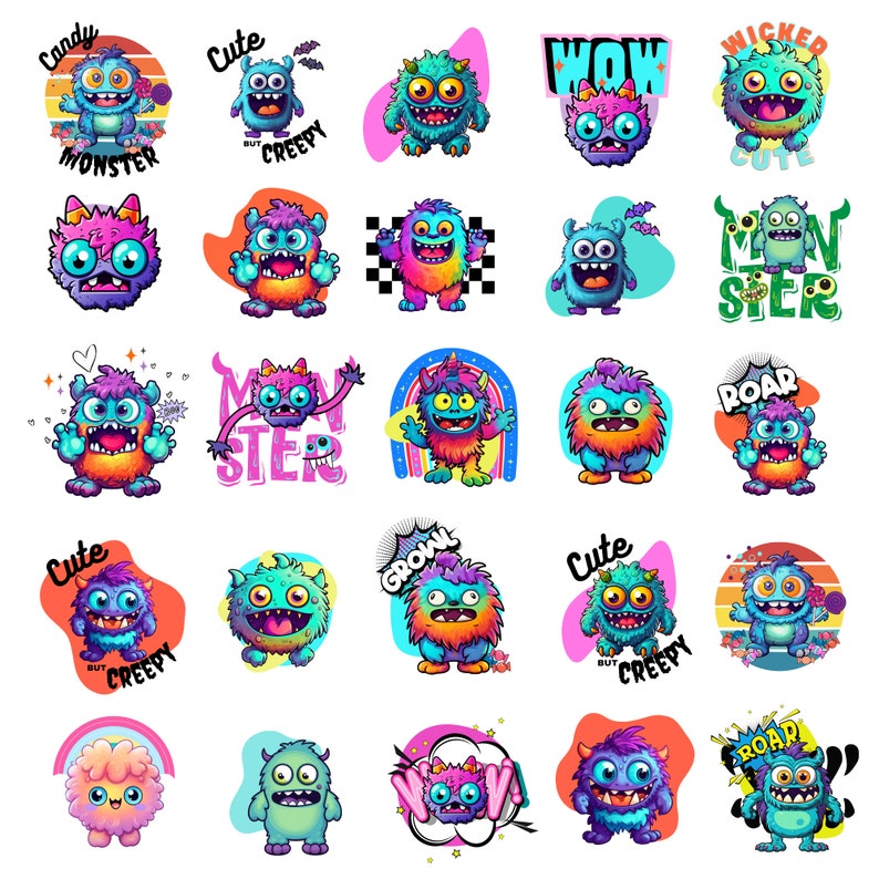 Cute Halloween Monster Bundle | Halloween Pngs | Sublimation Bundle ...
