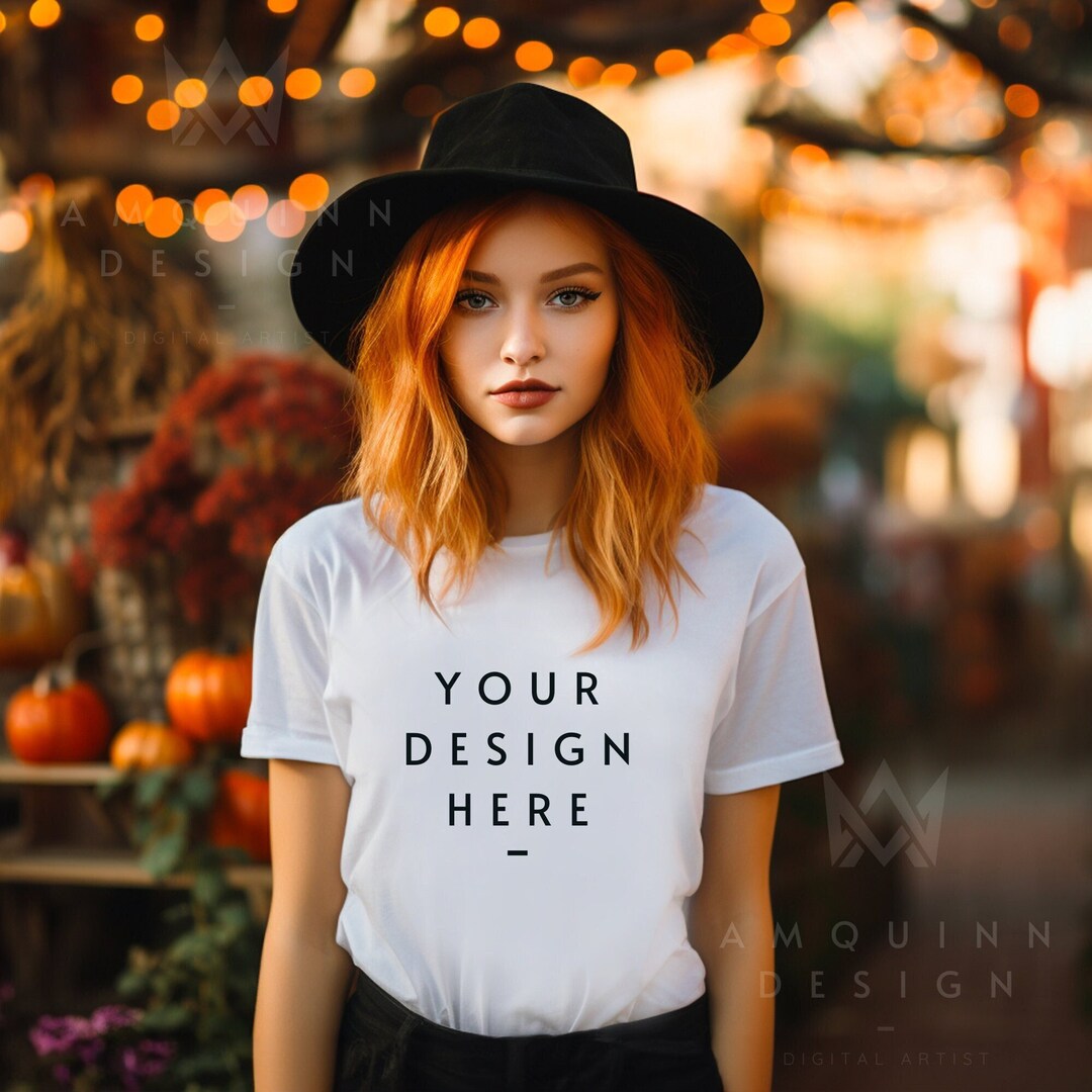 Bella Canvas 3001 Tshirt Mockup Fall Autumn Mockup White T Shirt Mockup
