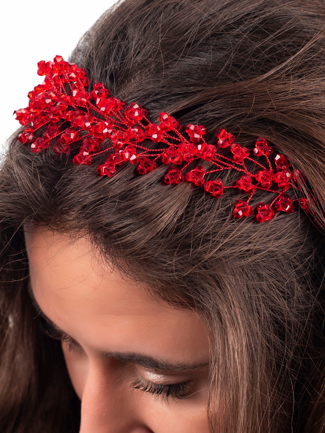 Crystal Bridal Hair Tiaras, Any Color Prom Tiara, Dark Blue Hair Vine ...