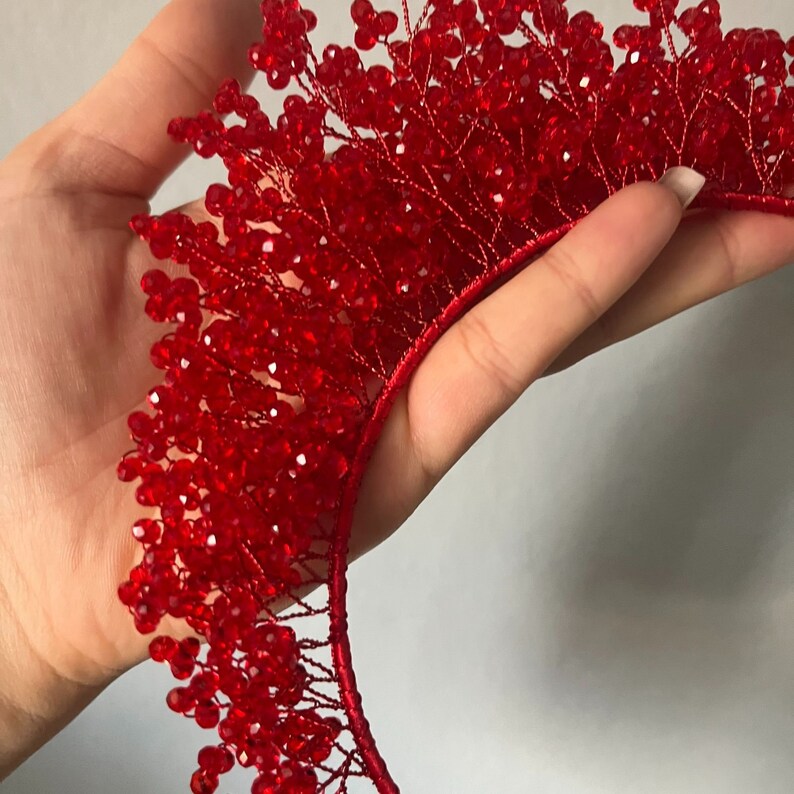 Red Henna Bridal Headband Red Graduation Hair Tiara - Etsy