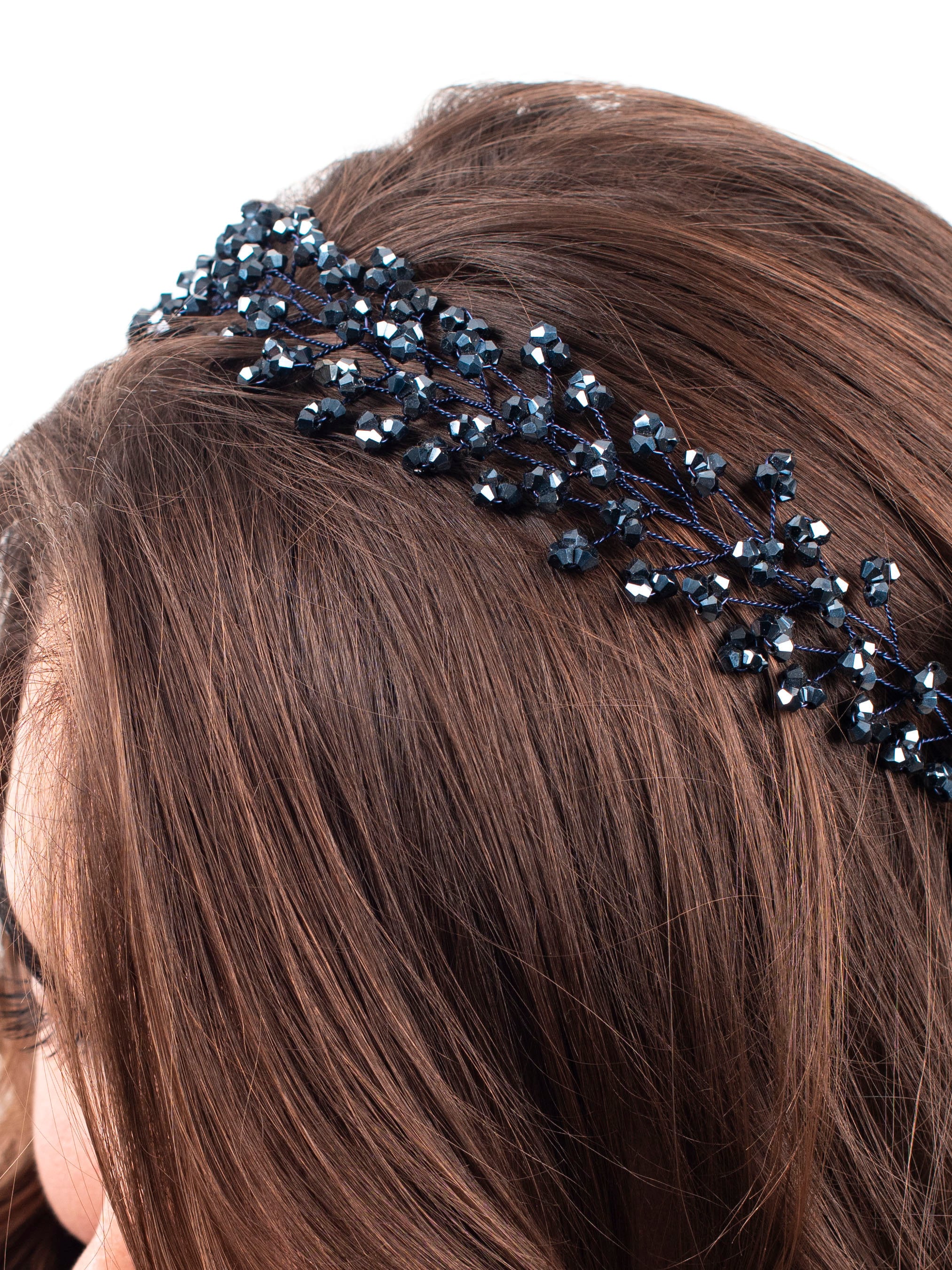 Crystal Bridal Hair Tiaras, Any Color Prom Tiara, Dark Blue Hair Vine ...