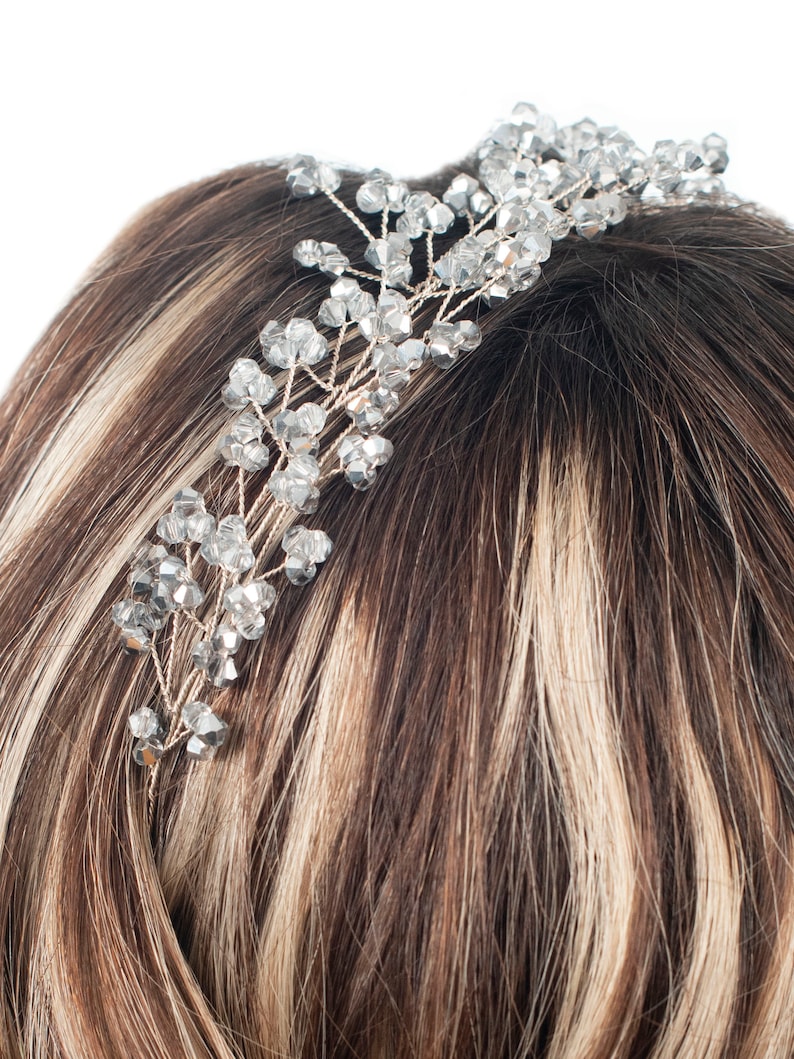 Crystal Bridal Hair Tiaras, Any Color Prom Tiara, Dark Blue Hair Vine ...