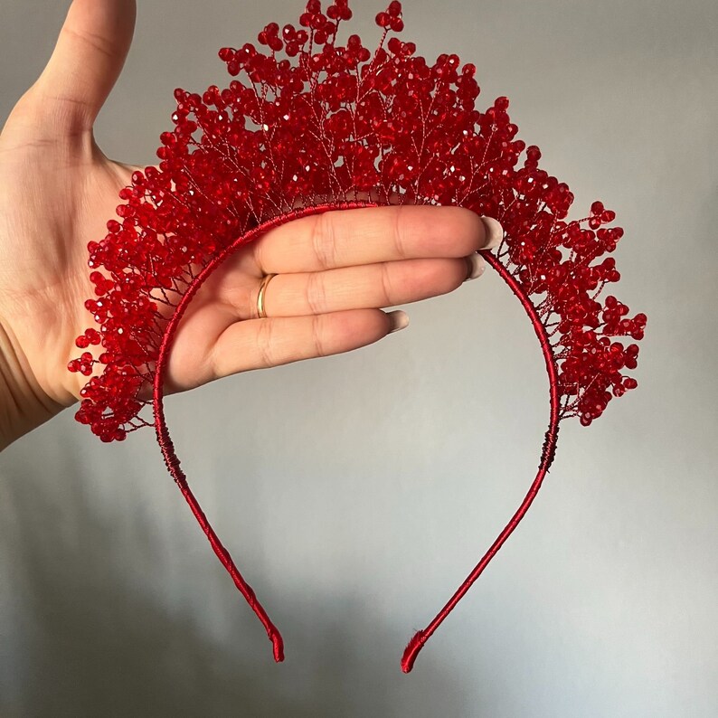 Red Henna Bridal Headband Red Graduation Hair Tiara - Etsy