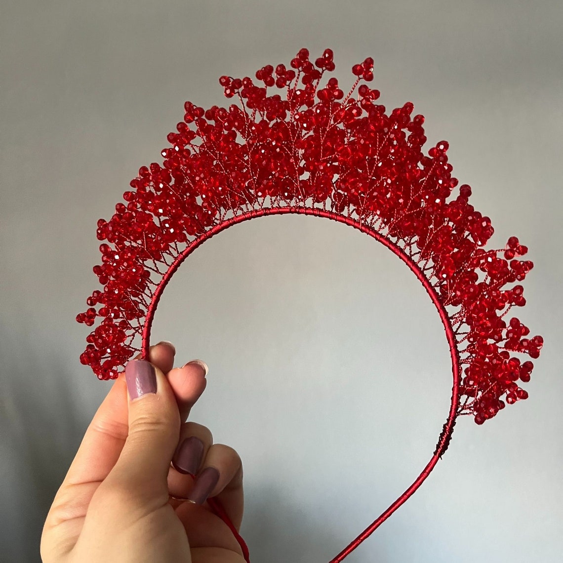 Red Henna Bridal Headband Red Graduation Hair Tiara - Etsy