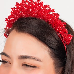 Red Henna Bridal Headband, Red Graduation Hair Tiara, Bridesmaids Henna ...