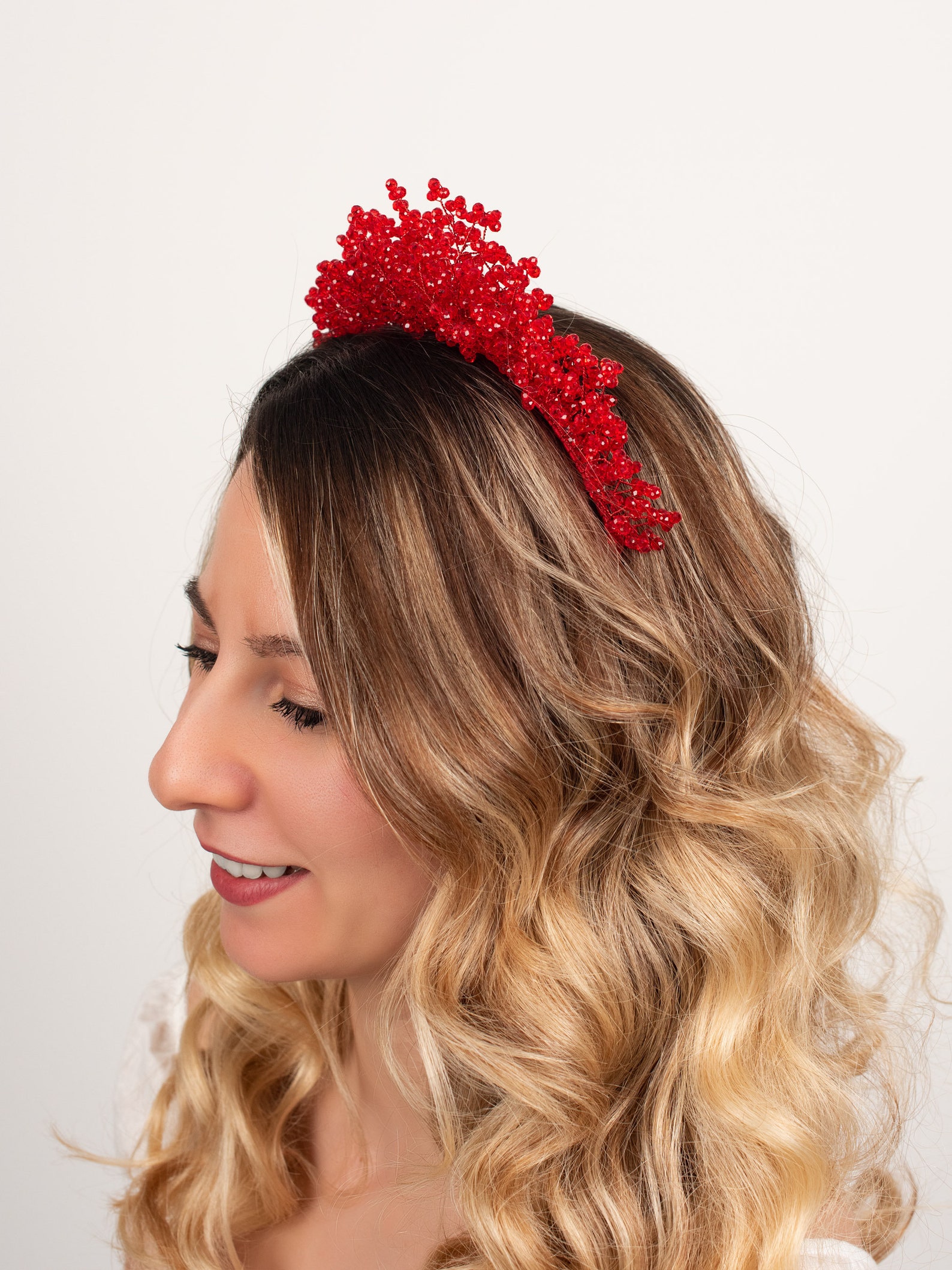 Red Henna Bridal Headband, Red Graduation Hair Tiara, Bridesmaids Henna ...