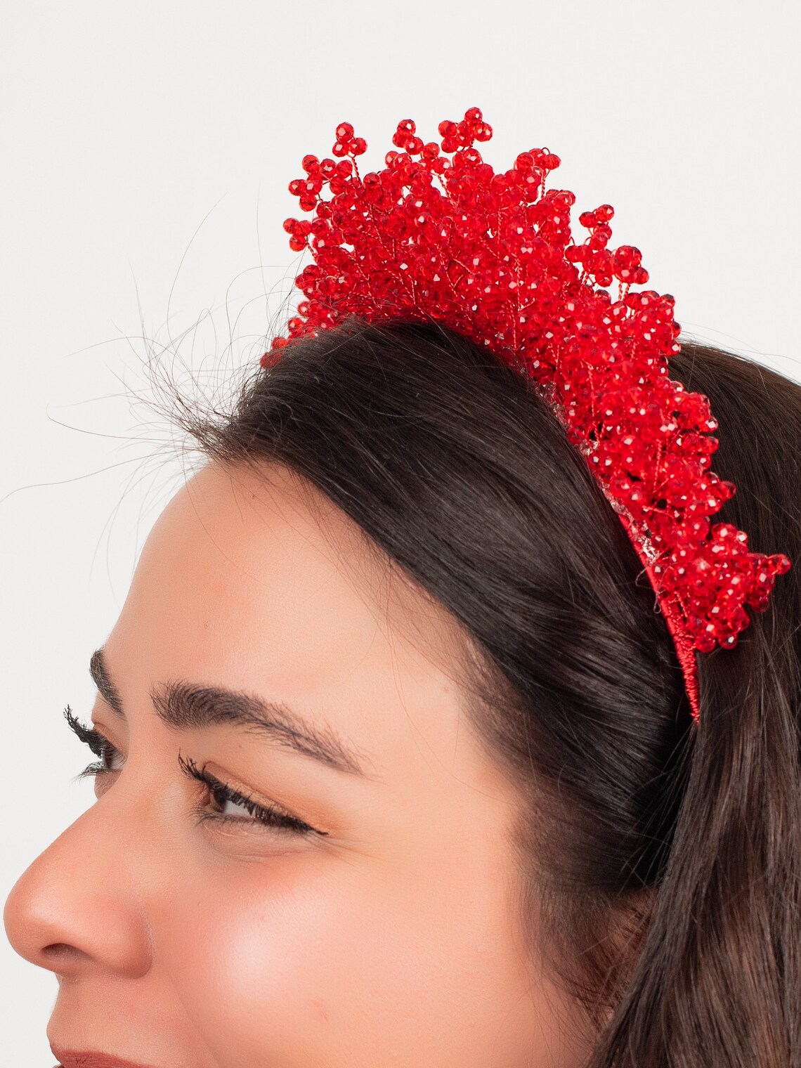 Red Henna Bridal Headband, Red Graduation Hair Tiara, Bridesmaids Henna ...