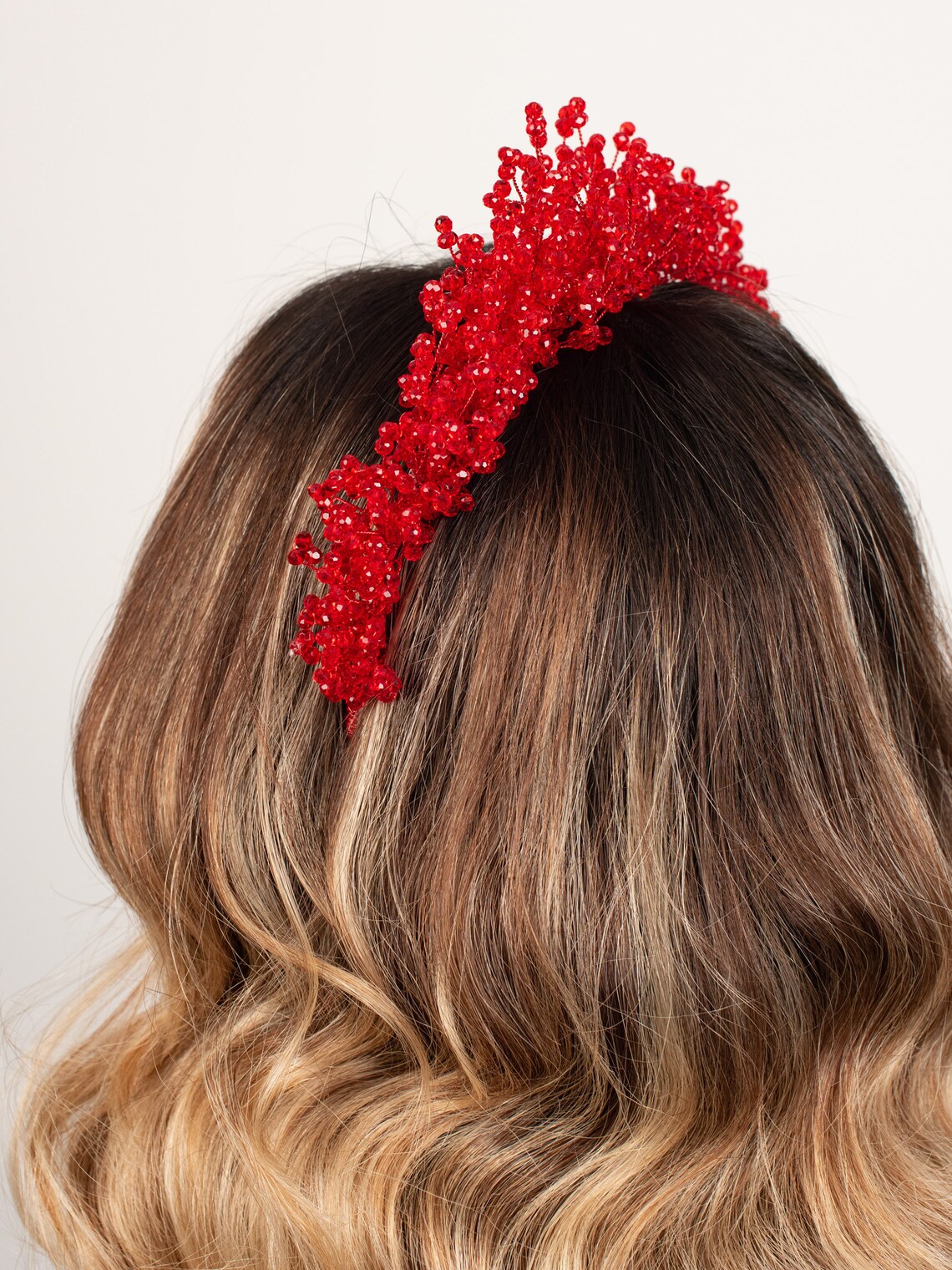 Red Henna Bridal Headband, Red Graduation Hair Tiara, Bridesmaids Henna ...