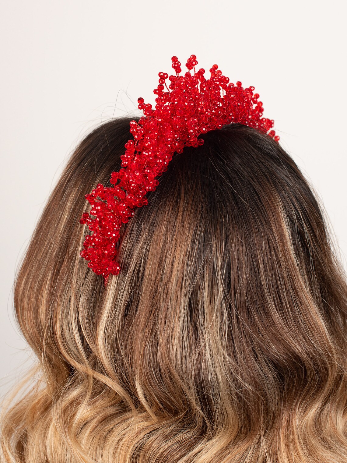 Red Henna Bridal Headband, Red Graduation Hair Tiara, Bridesmaids Henna ...