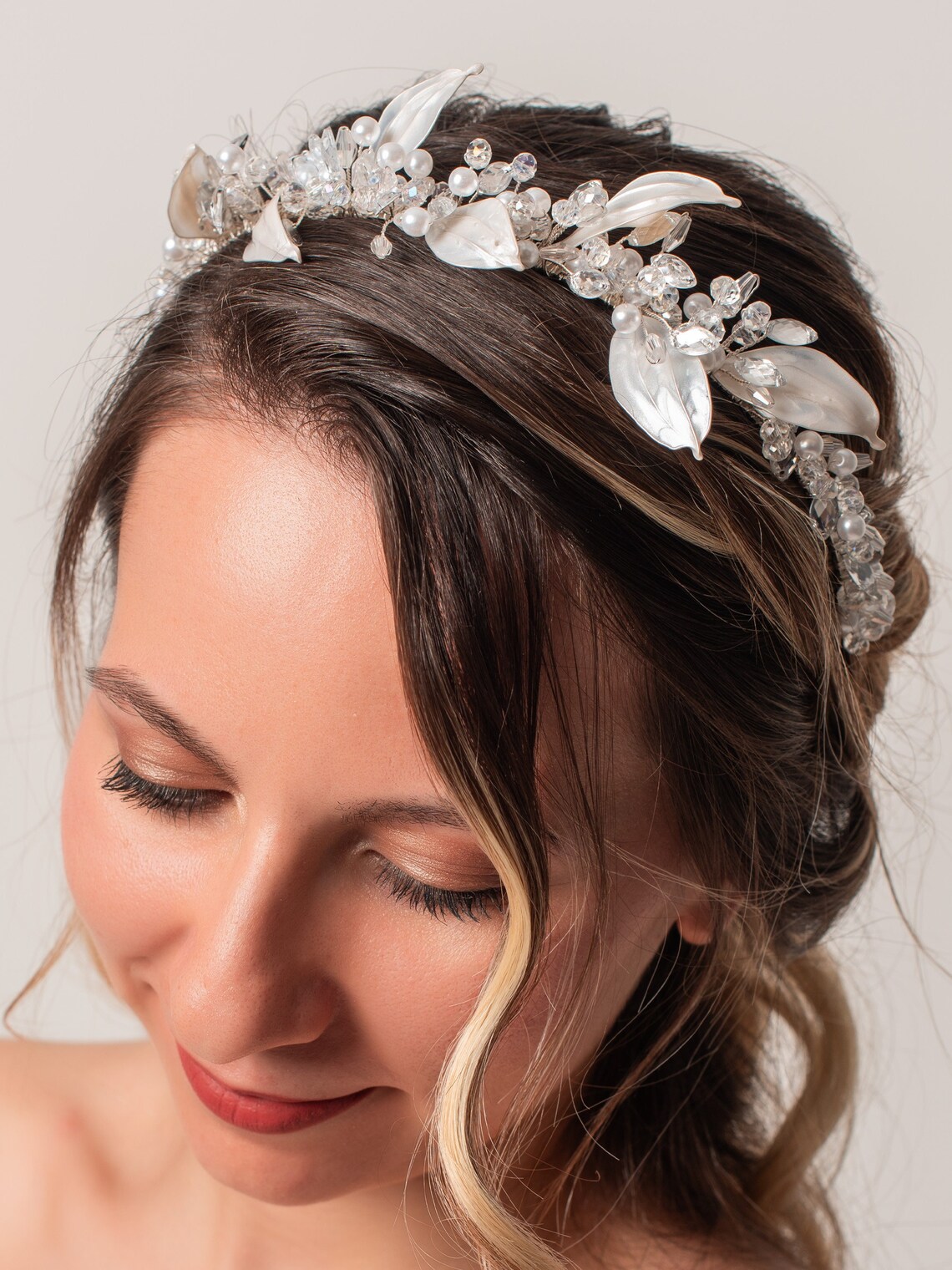 White Leaf Wedding Headpiece, Leaves Hair Vine, Bridal Hair Piece ...