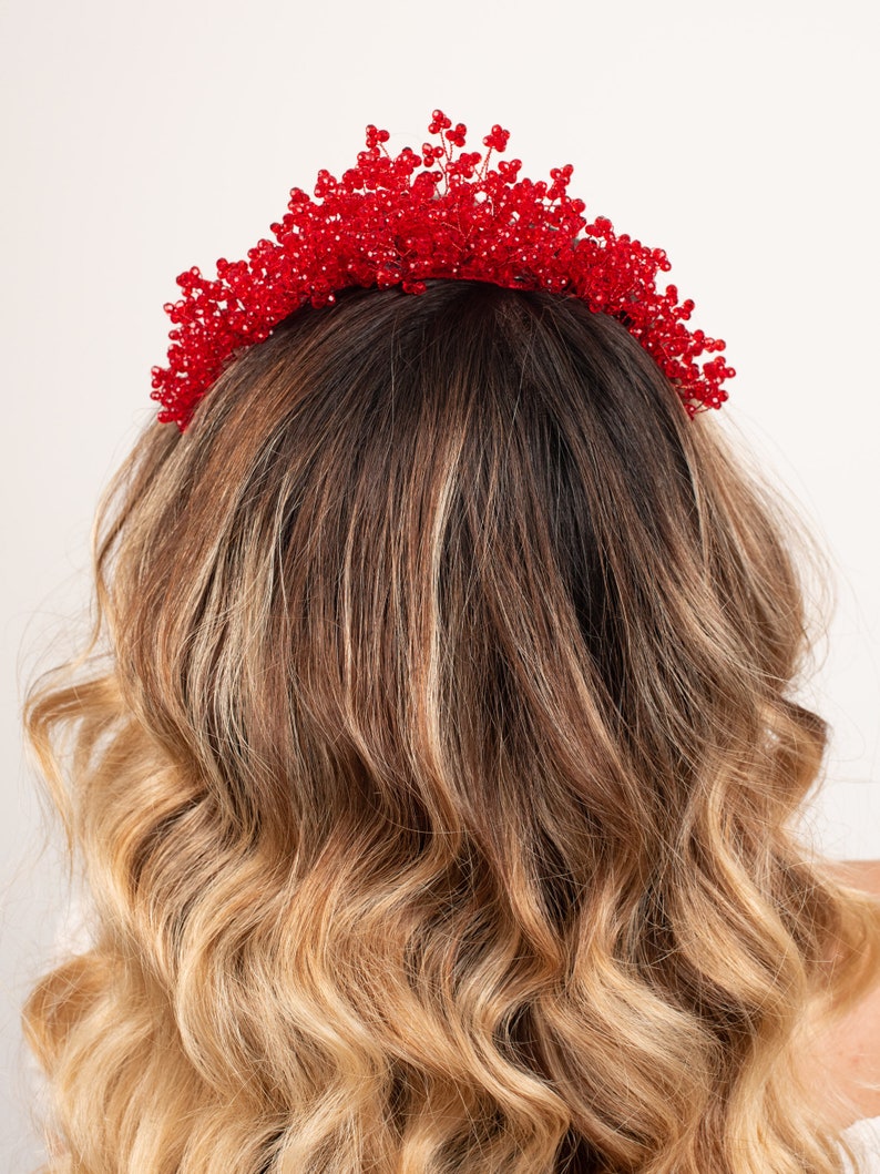 Red Henna Bridal Headband, Red Graduation Hair Tiara, Bridesmaids Henna ...
