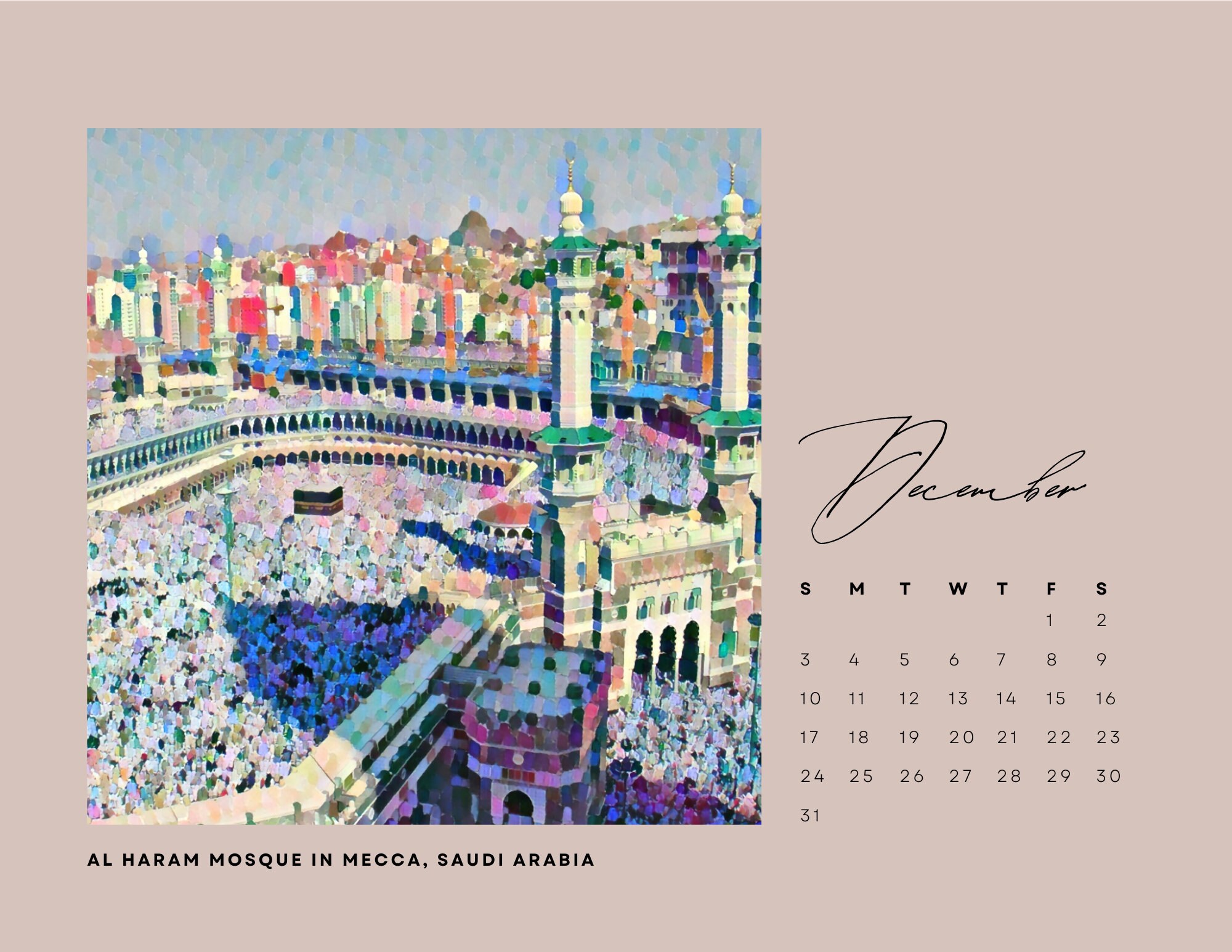 2023 Calendar of Mosques Printable - Etsy