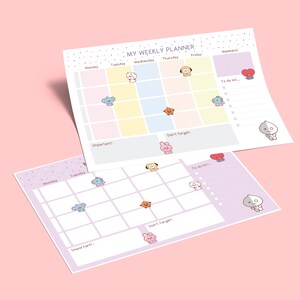 Printable Weekly Planner A-4 BTS BT21 Characters Printable Weekly ...