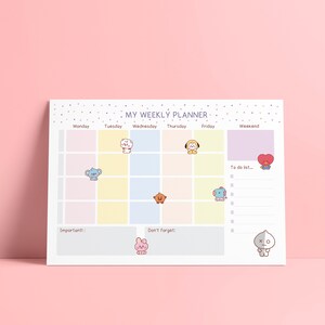 Printable Weekly Planner A-4 BTS BT21 Characters Printable Weekly ...