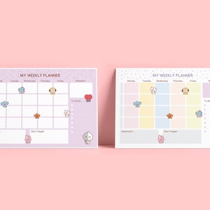 Printable Weekly Planner A-4 BTS BT21 Characters Printable Weekly ...