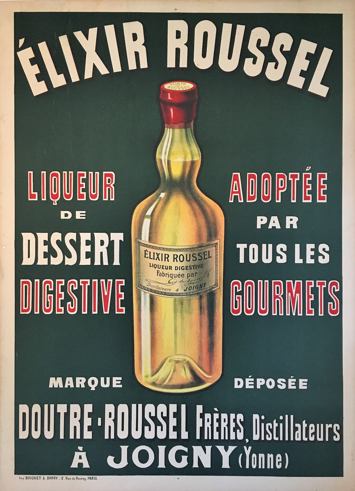 Original Ca1910 Elixir Roussel Digestive Alcohol Poster - Etsy