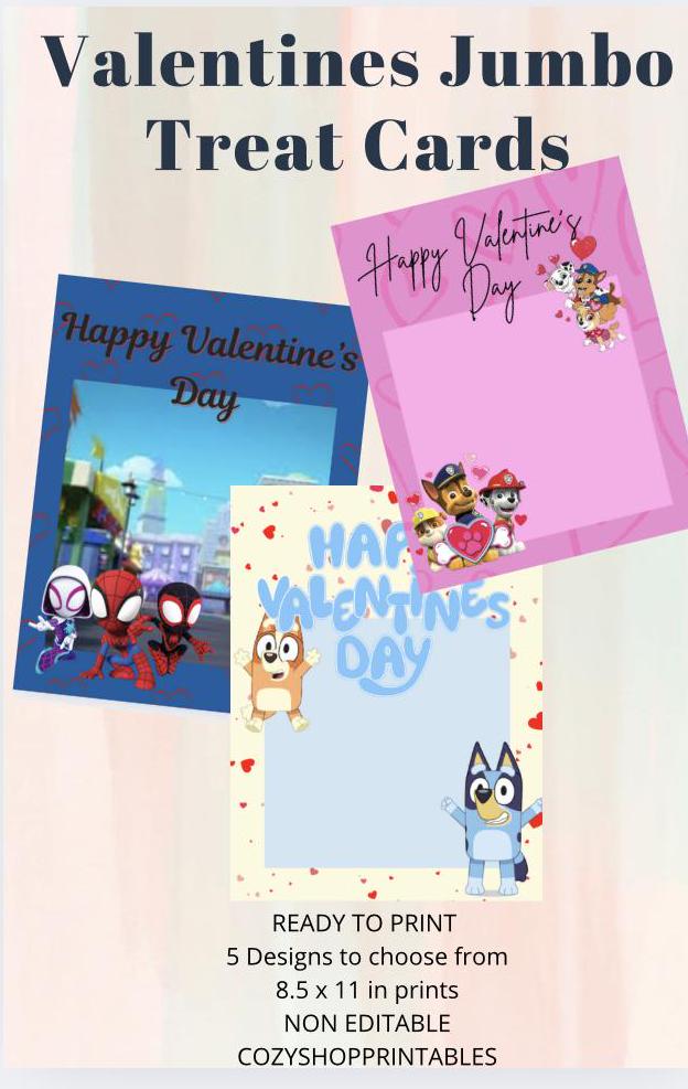 Jumbo Valentines Day Cards, Printable, Bluey Valentines Day Card ...