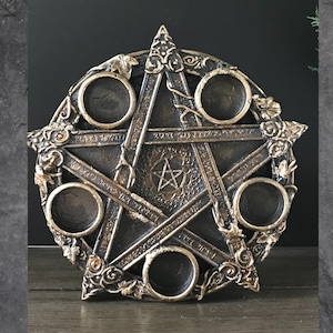 Pentagram Altar Table Ritual Altar Tile Tea Light Candle Holders ...