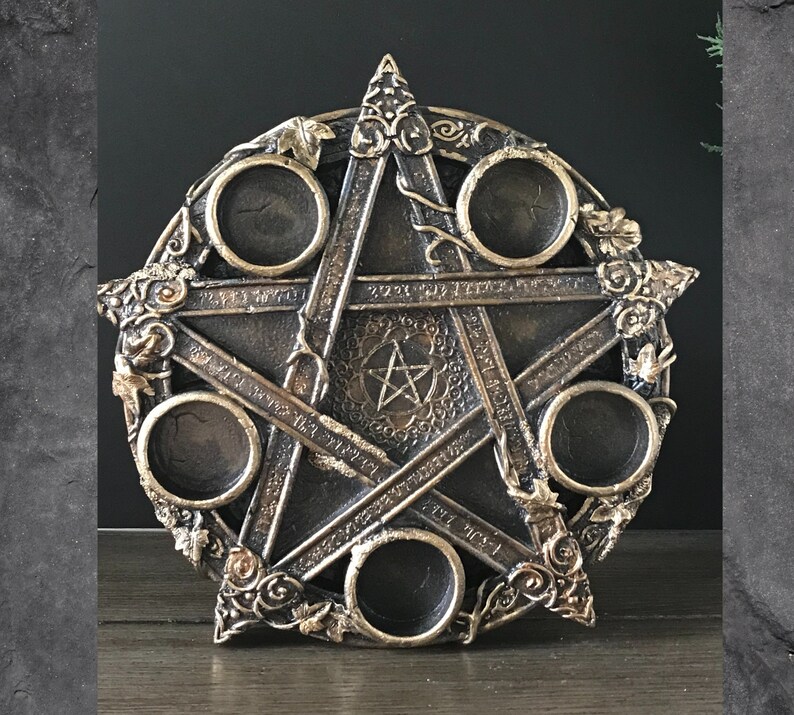 Pentagram Altar Table Ritual Altar Tile Tea Light Candle Holders ...